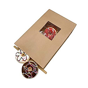 Cyblinia 50 Pack Brown Bakery Bags with Window Kraft Paper Bags Tin Tie Tab Lock Bags for Storing Cookie Dried Foods Snack