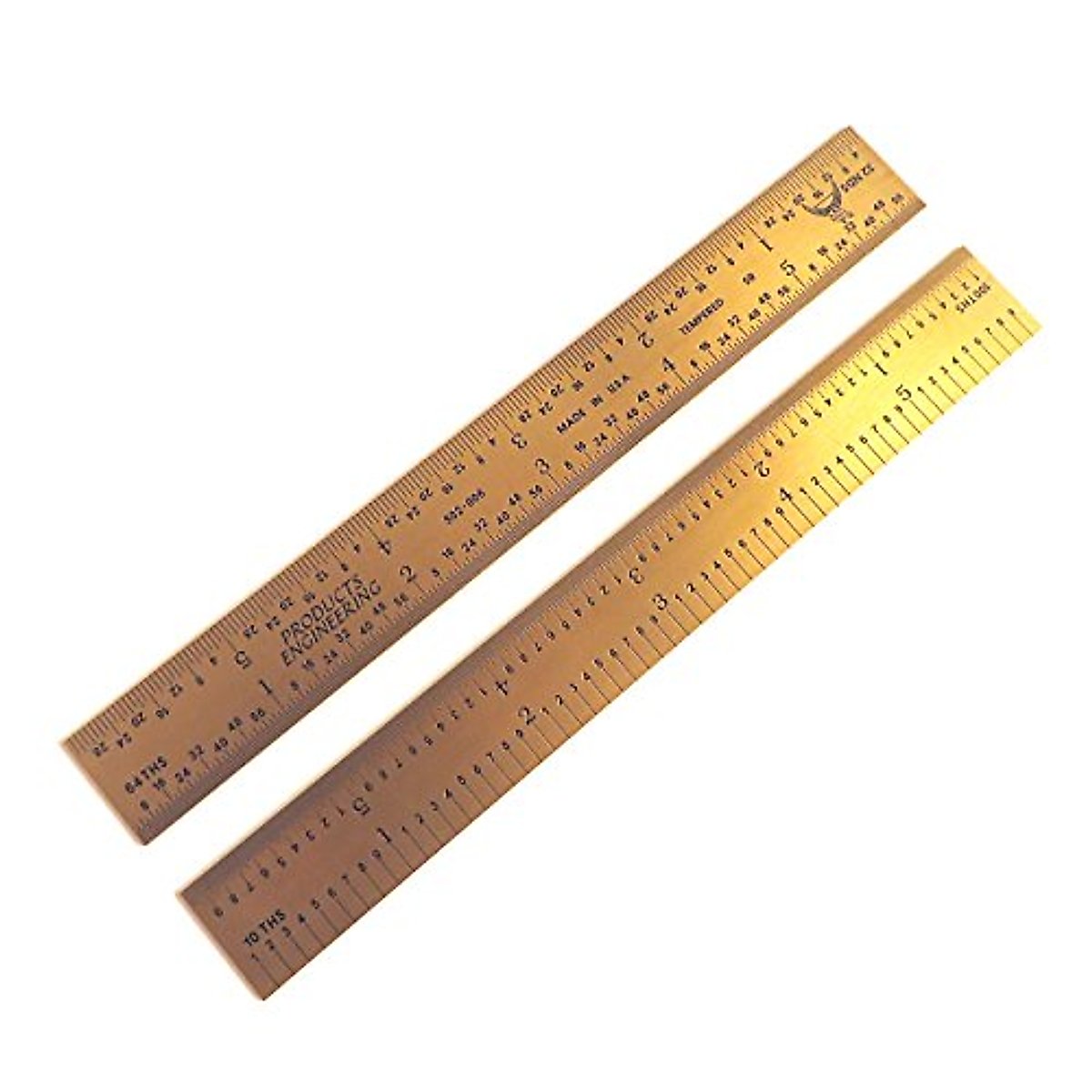 PEC Tools Rigid 6" 5R Titanium Nitride (TiN) Coated Extreme Scratch Resistant Ultra High Contrast Machinist Engineer Ruler Scale with Markings 1/10, 1/100, 1/32 & 1/64 502-006TN
