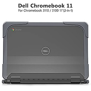 Batianda Laptop Case Fits 11" Dell Chromebook 3110/3100 Laptop Designed for K-12 Students, Teachers and Classrooms–Heavy Duty Rugged Shockproof Soft Bumpers for Reliable Device Protection,Gray