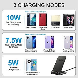 Samsung Galaxy S23 | S23+ | S23 Ultra | S22 | S21 | S20 FE | S10 | S10e | S9 Plus | S8 | S7 | S6 Edge | Note 20 | 10 | 9 | 8 | Z Flip Fold 3 Qi-Certified 10w Fast Wireless Charger Charging Stand