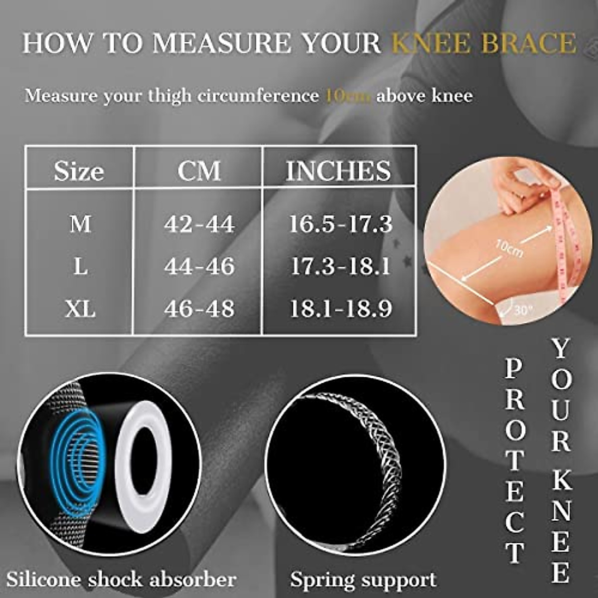 Crethinkaty Knee Brace wth Patella Gel Pads and Side Stabilizers, Professional Compression Knee Sleeves for Meniscus Tear/Arthritis Pain/Ligament Pain/Tendon Injury/Joint Pain/Sport