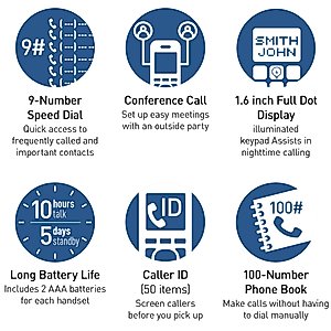 Panasonic Cordless Phone with Advanced Call Block, Bilingual Caller ID and Easy to Read Large High-Contrast Display, Expandable System with 1 Handset - KX-TGD810B (Black)
