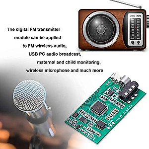 2 Pieces Digital FM Transmitter Module Stereo FM Transmitter DSP PLL 76.0-108.0MHz Stereo Frequency Modulation with LCD Display Line/USB/Mic Input, DC 3.0V - 5.0V