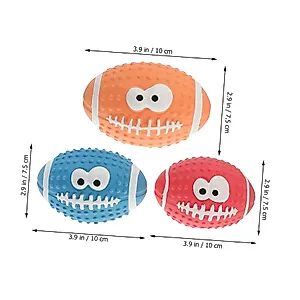 Didiseaon 3pcs Latex Squeaky Rugby Dog Toy Pet Squeaky for Outdoor Play Random Color