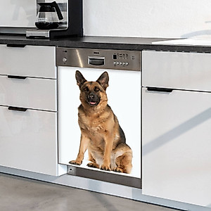 Dishwasher Magnet Sticker German Shepherd Dog 4 Years Old Sitting in Front of White Magnetic Refrigerator Sticker Appliance Covers Home Kitchen Decor for Fridge Metal Door Garage 23x26in