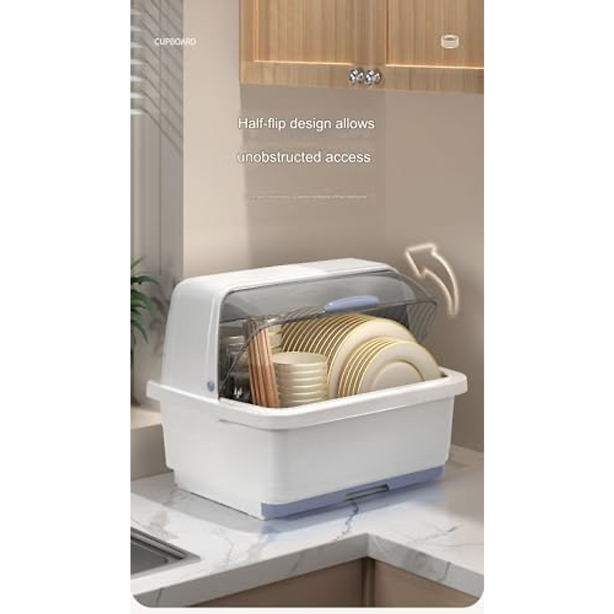 With lidDish Drainer Rack Plate, Silverware, Pots and Pans Drying Rack Chopstick holder Cup Holder,Multifunctional Dish Rack for Kitchen Counter,Dish Rack with Drainboard, for Kitchen Counter and Sink