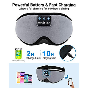 LC-dolida Sleep Headphones Bluetooth Sleep Mask, Sleeping Headphones 3D Eye Mask Wireless Music Sleeping Headphones for Side Sleepers Noise Cancelling Headphones for Men Women （Blue+Grey）