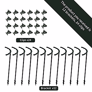 12 Pack Plant Support Plant Stakes with 24 Pcs Plant Clips, Half Round Plant Support Ring Plastic Plant Cage Holder Flower Pot Climbing Trellis for Small Plant Flower Vegetable,Indoor Plants