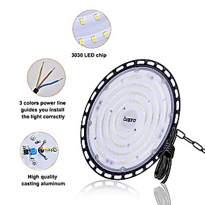 bapro 10 Pack 100W UFO LED High Bay Light Factory Warehouse Industrial Lamp, 6500K Daylight White LED Commercial High Bay Light Workshop Light Garage Light, Fast Dispatch from USA (100W, 10 Pack)