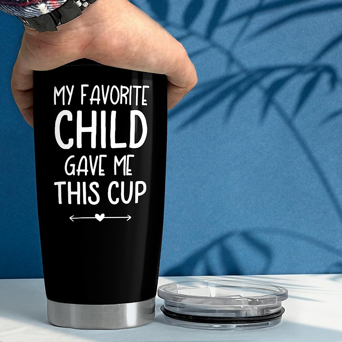 SANDJEST 20oz Stainless Steel Tumbler Gifts for Dad from Daughters Sons Insulated My Favorite Child Gave Me This Cup Travel Mug Christmas Father's Day