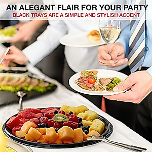 12 Pack Convenient Plastic Food Containers with Lids 12 in– Disposable Serving Tray – Black Serving Platter – Food Tray – Recyclable Plastic Tray with Clear Lid – Serving Trays for Party And Occasions