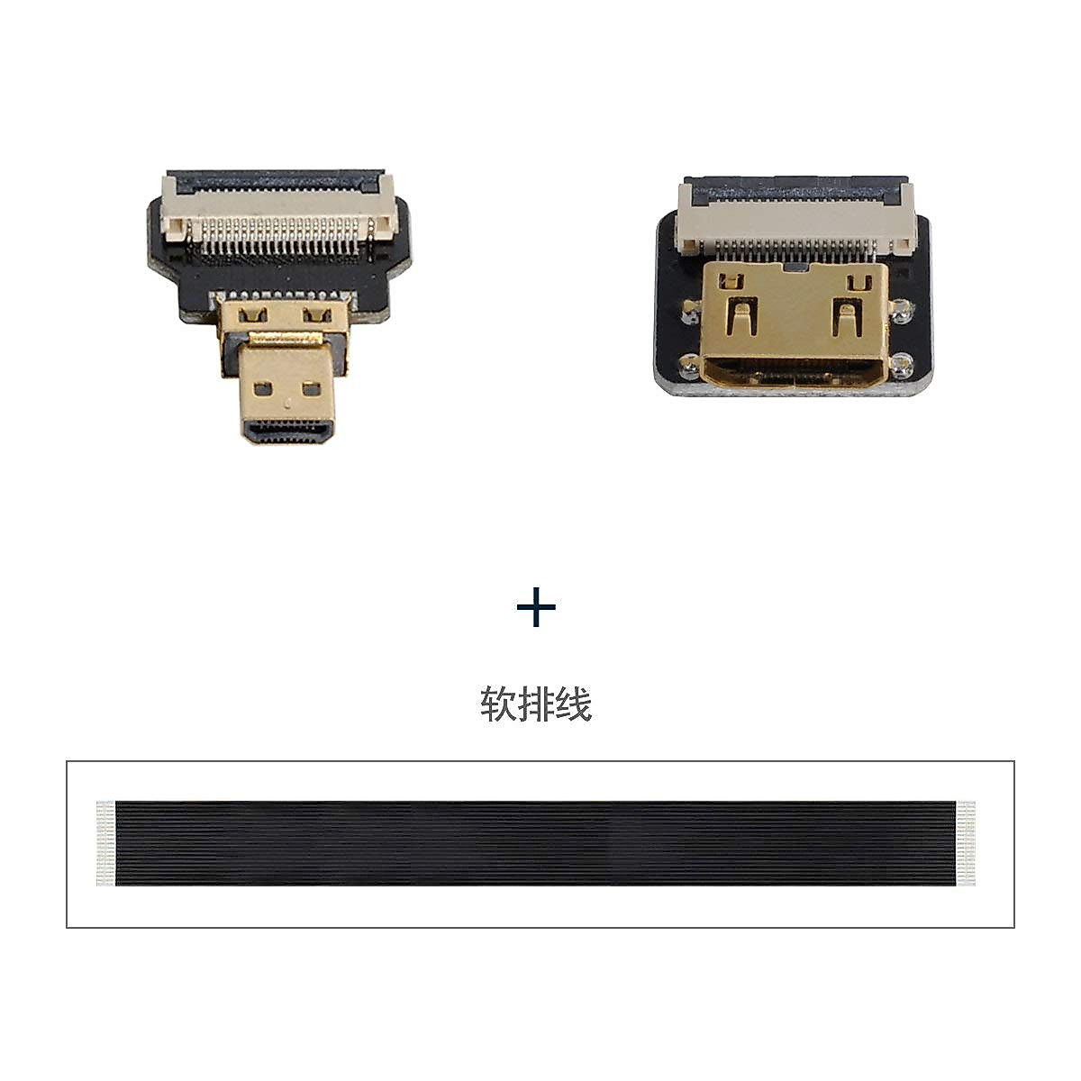 Xiwai CYFPV Mini HDMI Female to Micro HDMI Male Extension FPC Flat Cable 1080P for FPV HDTV Multicopter Aerial Photography (0.8M)