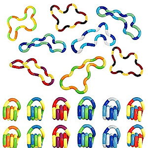 20 PCS Multicolored Quiet Fidgets Toys for Unique Fidget Experience, Anti Anxiety Sensory Toys Combine into New Shapes, Brain Imagination Tools, Relax Therapy Educational Toy for Kids Boys Adults