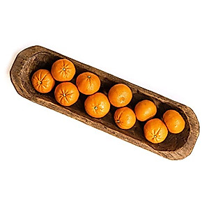 20" Wooden Dough Bowls - Wood Bowl Decor - Rustic Home Decoration Centerpiece - Long Decorative Wood Bread Baguette Tray - Handmade & Imported from Mexico - Medium (Natural Brown)