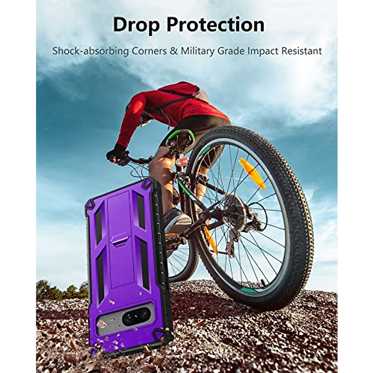 FNTCASE for Google Pixel 7 Case: Built-in Screen Protector & Kickstand | Full-Body Dual Layer Rugged Heavy Duty Protection | Military Shockproof Cell Phone Protective Cover 5G - Purple