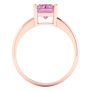 Clara Pucci 2.5ct Radiant Cut Solitaire Pink Simulated Diamond Wedding Bridal Designer Anniversary Engagement Ring Real 14k Rose Gold