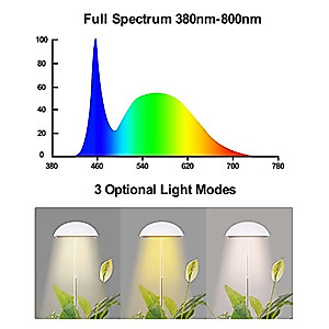 Grow Lights for Indoor Plants, POTEY 2 Heads Full Spectrum LED Plant Light, Height Adjustable Growing Lamp with Auto On/Off Timer 3/6/12H, 5 Dimmable Brightness
