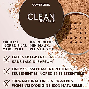 COVERGIRL Clean Invisible Loose Powder - Loose Powder, Setting Powder, Vegan Formula - Translucent Deep, 20g (0.7 oz)