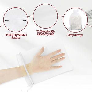 Organza Bags 7x9 inch - Large Mesh Bags Drawstring Organza Gift Bags Jewelry Pouch for Valentines Wedding Halloween Eve Christmas New Year Baby Shower Party Favors Candy Fruit Wrap Bulk, White, 50Pcs