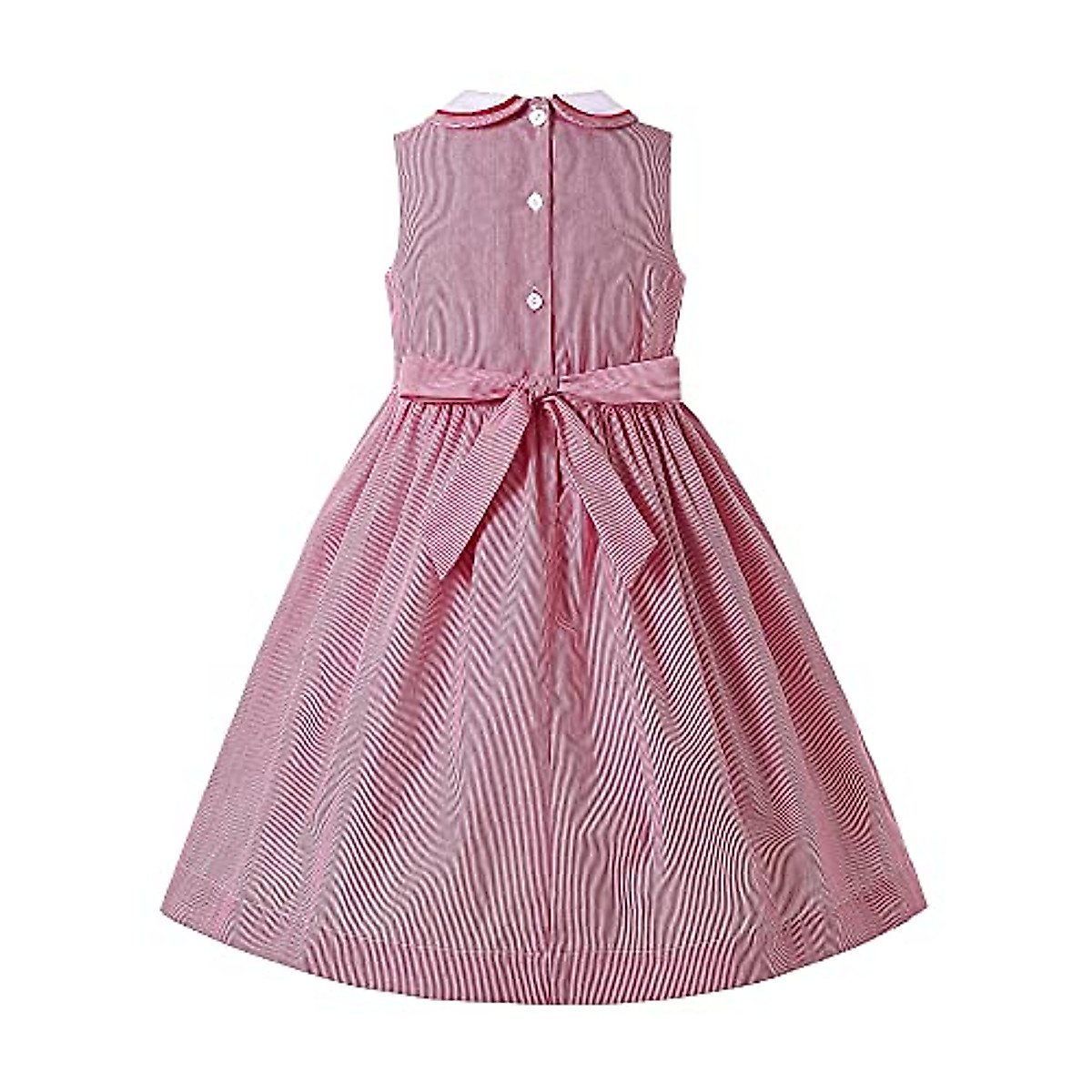 Pettigirl Girl Toddler Lovely Red Stripe Sleeveless Sundress Hand Embroidery Smocked Dress
