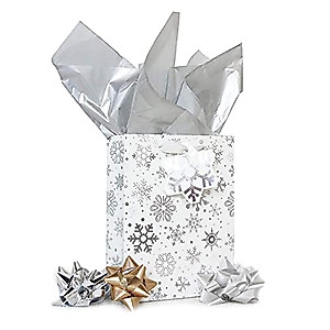 UNIQOOO 100 Sheets Metallic Silver Foil Gift Tissue Paper Bulk, 20X14 Inch, Art Wrapping Paper for Gift Bag Box Packing, Wedding Birthday Party Favor, Pom Pom Piñata Tassel