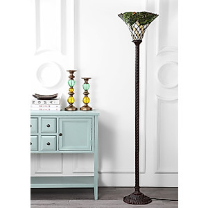 JONATHAN Y JYL8004A Botanical Tiffany-Style 71" Torchiere LED Floor Lamp, Tiffany, Traditional, Art Nouveau Style, Office, Bedroom, Living Room, Family Room, Dining Room, Hallway, Foyer, Bronze