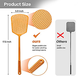 Fly Swatters-Begonia 5pack Heavy Duty Fly Swatters with Bigger Paddle, Multi Pack Matamoscas, Jumbo Long Handle Fly Swat Shatter Bulk, Large Bug Swatter That Work for Indoor and Outdoor