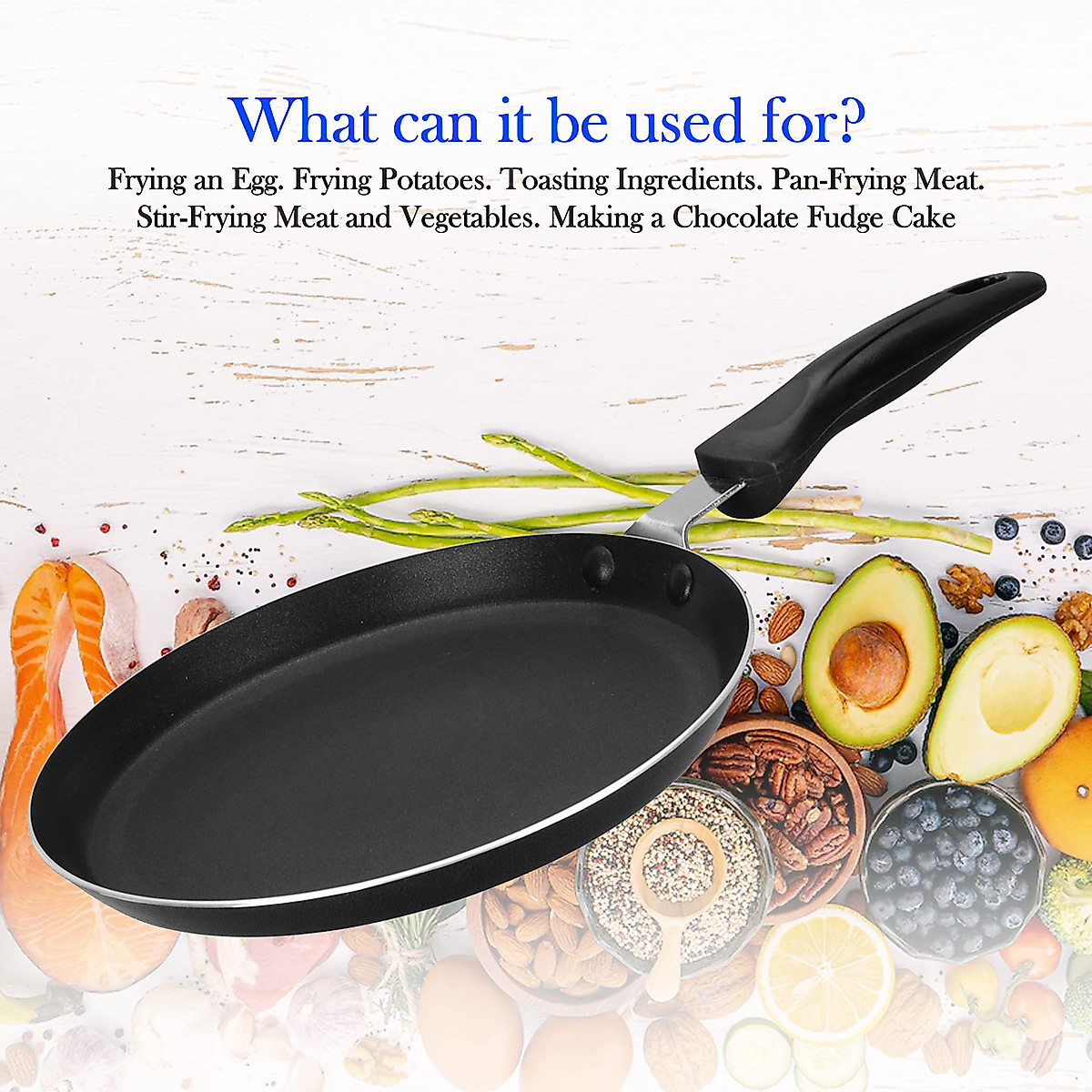 Alpine Cuisine Griddle Pan Aluminum 9-Inch Nonstick Coating, Griddle Pan for Stove Top with Stay Cool Handle, PFOA Free, nonstick cookware - Dishwasher Safe - Gray
