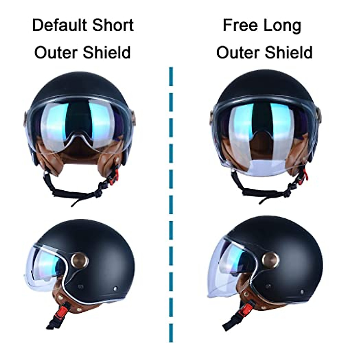 Women's 3/4 Open Face Motorcycle Retro Helmets Fashion Cool Girl Half Helmet,Commute Scooter Vespa Helmet,for Cruiser Chopper ATV Vintage Helmet with Endoscope,DOT Certified,Unisex-G-X-Large