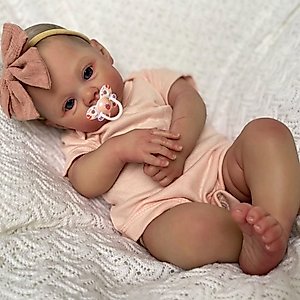 Angelbaby Realistic Reborn Baby Doll Look Real 18inch Newborn Silicone Baby Girl Dolls Soft Weighted Lifelike Cute Bebes Reborn Infant Rebirth Doll Sets for Toddler GiftsV