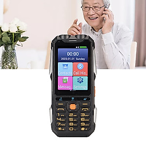 Cuifati Senior 4G Cellphone, 4in Large 18000mAh Battery Night Lighting Sound Easy Speed Dialing Rugged Phone for Android 7.0 (Black)