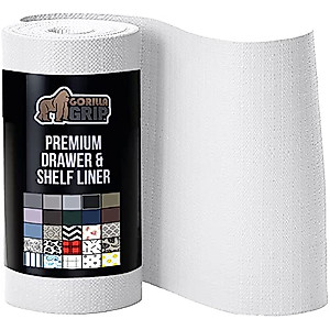 Gorilla Grip Slip Resistant Drawer and Shelf Liner, Non Adhesive Water Resistant, Easy Clean and Trim, Smooth Surface Liners for Kitchen Cabinet, Shelves, Drawers, Pantry, 12 in x 20 FT, White