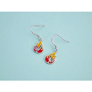 PELOVNY Flame Fire Earrings for Women S925 Sterling Silver Nature Fire Nation Drop Dangle Hook for Girlfriend Lover