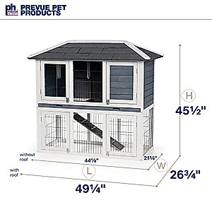 Prevue Pet Products 4601 Duplex Rabbit Hutch, Gray/White