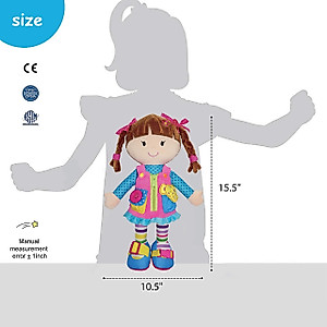 June Garden 15.5" Dressy Friends Belle - Educational Stuffed Plush Doll for Kids and Toddlers 2 Years and Up - Montessori Buckle Soft Toy