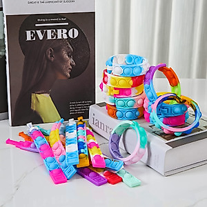 WQFXYZ 30 PCS 20PCS Push Pop Fidget Toy Fidget Bracelet, Durable and Adjustable, Multicolor Wristband Push Pop Stress Relief Sensory Fingertip Toys for Kids and Adults (20 PCS)
