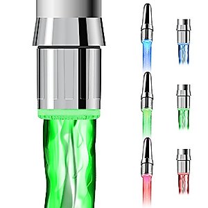 2 Pack Colorful Temperature Sensitive LED Water Faucet Sensor, MAXIN RC-F03 Water Stream Faucet Tap,Multiple Change Color,For Kitchen and Bathroms.