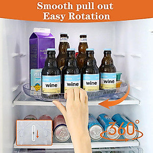 Lazy Susan Turntable Organizer for Refrigerator Rectangle Fridge Organizers and Storage Refrigerator Organizing Clear Lazy Susan 360° Rotating Fridge Organization Kitchen Countertop Cabinet Pantry