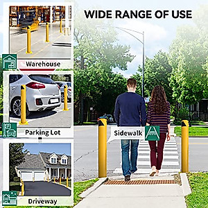 YITAHOME Safety Bollard Post, 48" x 4.5" Steel Bollards for Warehouse, Yellow, 1 Pack