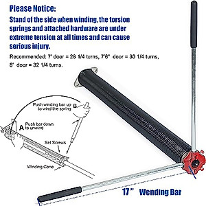 Garage Door Torsion Springs Set(.207x2x22"), Pair of 2" ID Electrophoresis Coated Heavy Duty Torsion Spring Replacement for Garage Doors, with 2pcs Non-Slip Winding Bars,Minimum 16000 Cycles