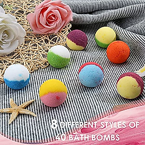 Bath Bomb Gift Set, Family Pack Mini Bath Bombs with Reusable Bowknot, 40 Pcs Organic Bath Bombs, Natural Bath Bombs for Kids, Women & Men, Best for Christmas & Any Anniversaries