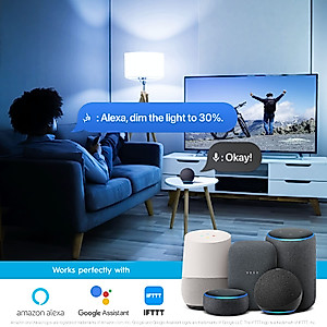 Smart Light Bulbs [2 Pack], WiFi 2.4GHz & Bluetooth 5.0, Compatible w/ Alexa & Google Without Hub, Dimmable, Music Sync, Schedules, Color Changing Light Bulb RGBW Smart Bulb LED Bulb, A19/E26 9W 810LM