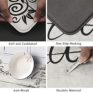 HEBE Anti Fatigue Kitchen Mat Set of 2 Non Slip Cushioned Kitchen Mats for Floor Waterproof Farmhouse Kitchen Rugs and Mats Set Comfort Standing Desk Mat Carpet for Sink,Office,Laundry