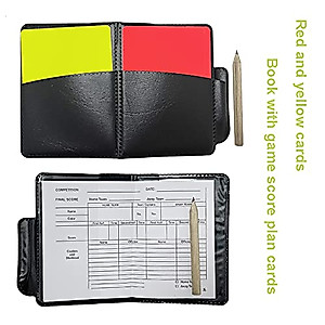 CORECISE Soccer Referee Kit,Soccer Referee Wallet Notebook with Red Card Yellow Card and Metal Referee Coach Whistle for Football Soccer,2 Pack