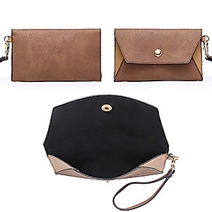 MARCO M KELLY Fashion Satchel for Women Top Handle Shoulder Handbags Work Purse 2pcs Bag Set with Wallet (Brown/Tan)