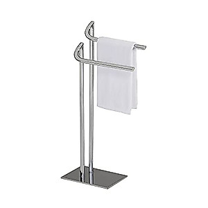 Pilaster Design Transitional Stainless Steel Cooney Freestanding Bathroom Towel Rack with Two Bars