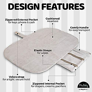 MoBaby Portable Changing Pad, Luxurious Soft-as-Suede Change Clutch, Oeko-TEX Certified, Machine Washable, Chic & Cushioned for Baby, Infant, & Newborn, Light Gray Color