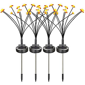 BLYANX Solar Garden Pathway Lights, Swaying Solar Outdoor Lights Waterproof Garden Decor Solar Christmas Lights for Patio Backyard Lights(4 Pcs Bee)
