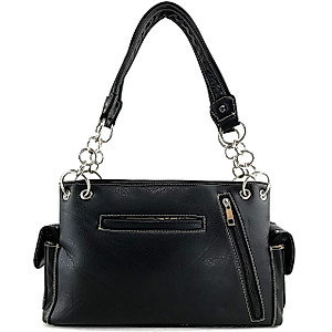 Native Color Feather Arrow Stud Weave Conceal Carry Shoulder Handbag Purse (Brown)