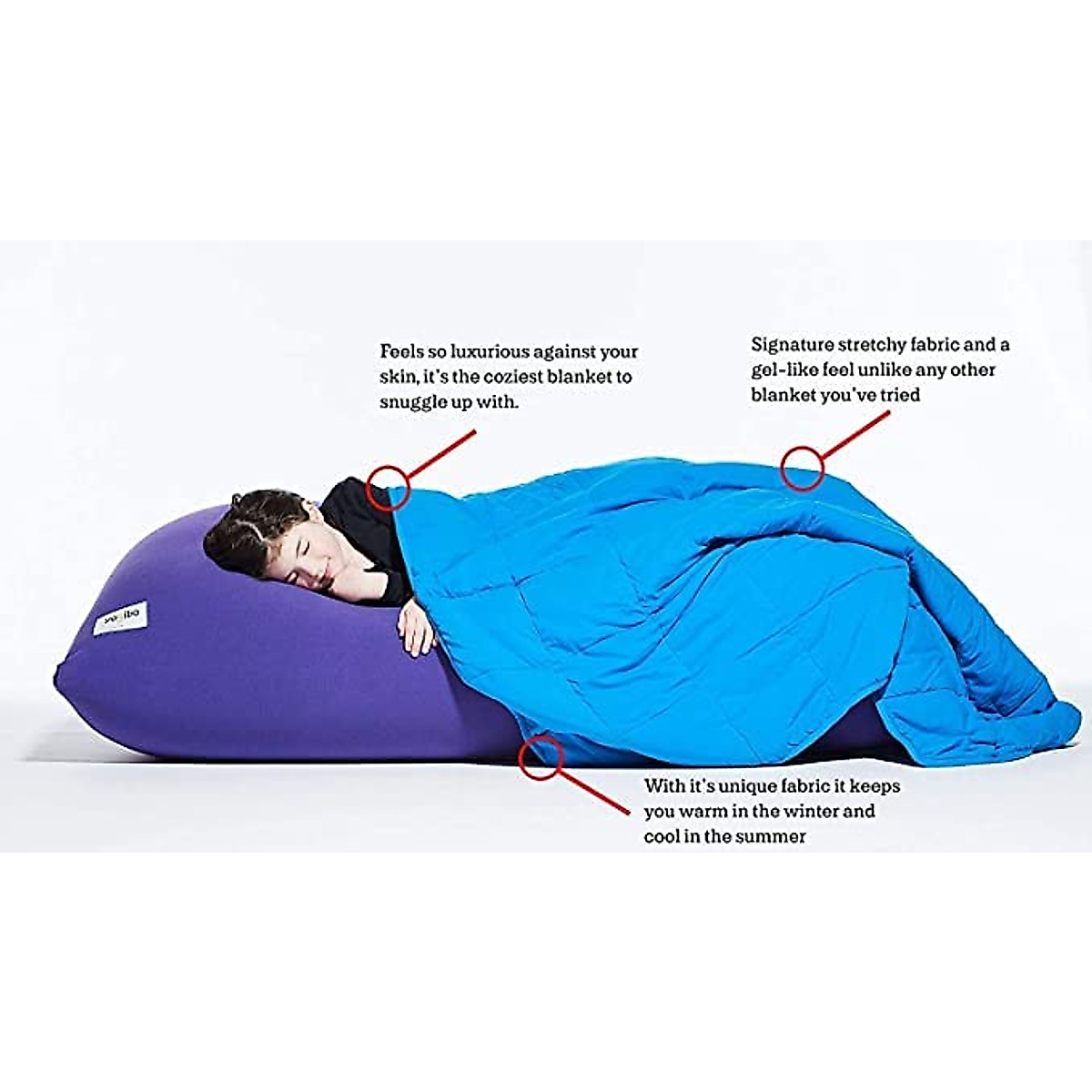 Yogibo CozyBo All-Season Blanket, Lightweight, Soft, Cozy, Sensory Blanket Filled with Special FiBeads, Turquoise